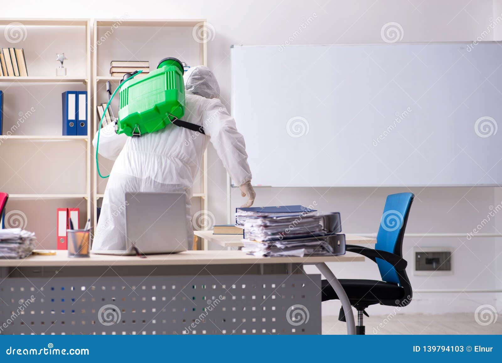The Professional Contractor Doing Pest Control at Office Stock Image ...