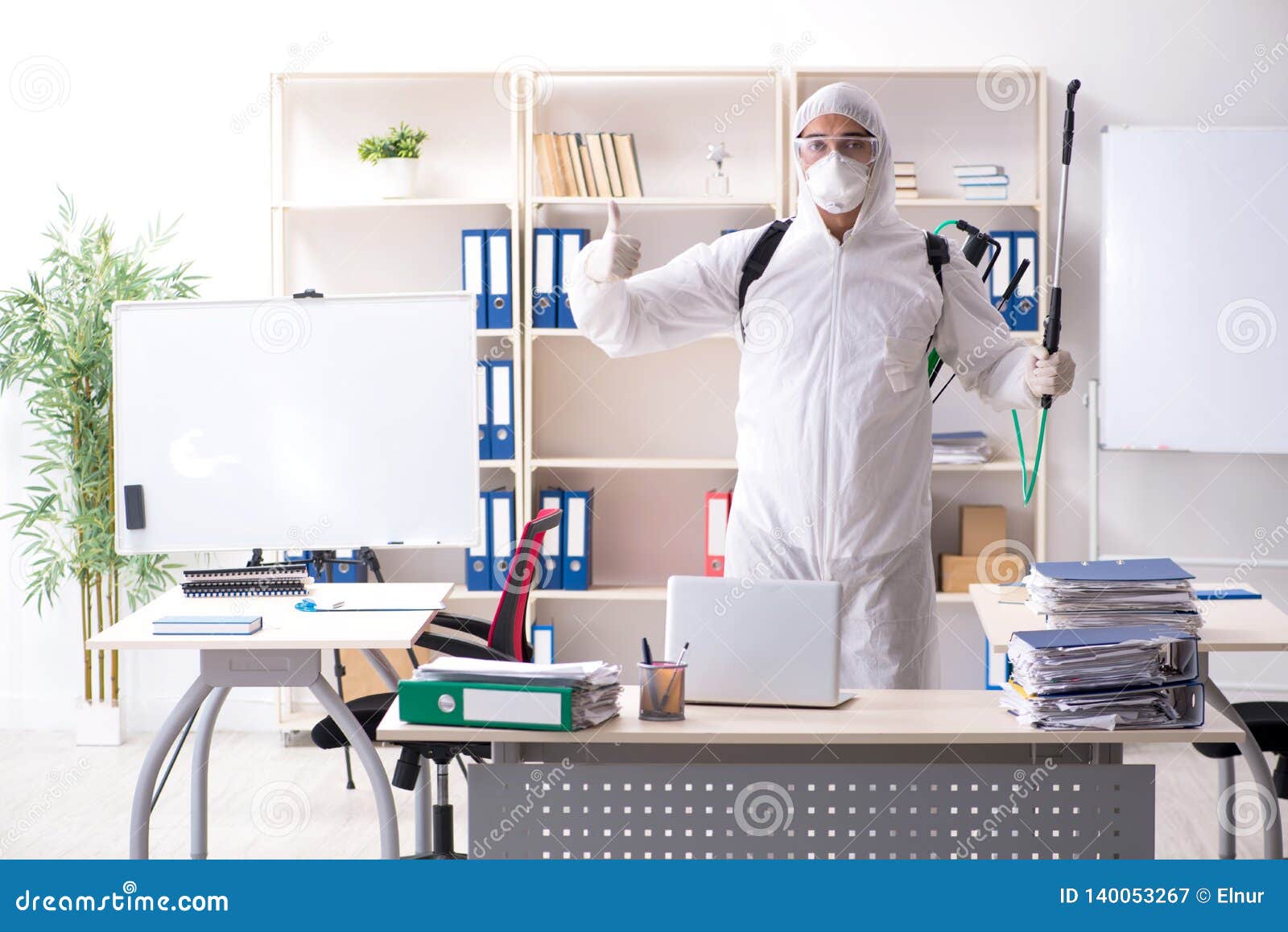 The Professional Contractor Doing Pest Control at Office Stock Image ...