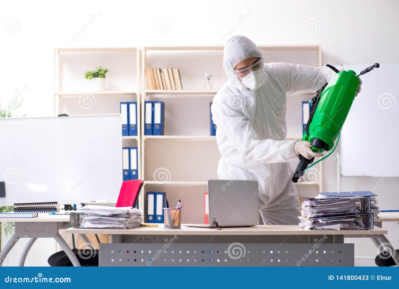The Professional Contractor Doing Pest Control at Office Stock Image ...