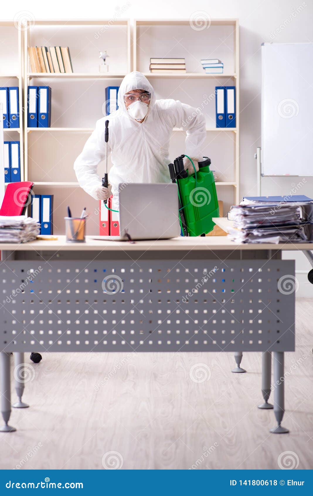The Professional Contractor Doing Pest Control at Office Stock Photo ...