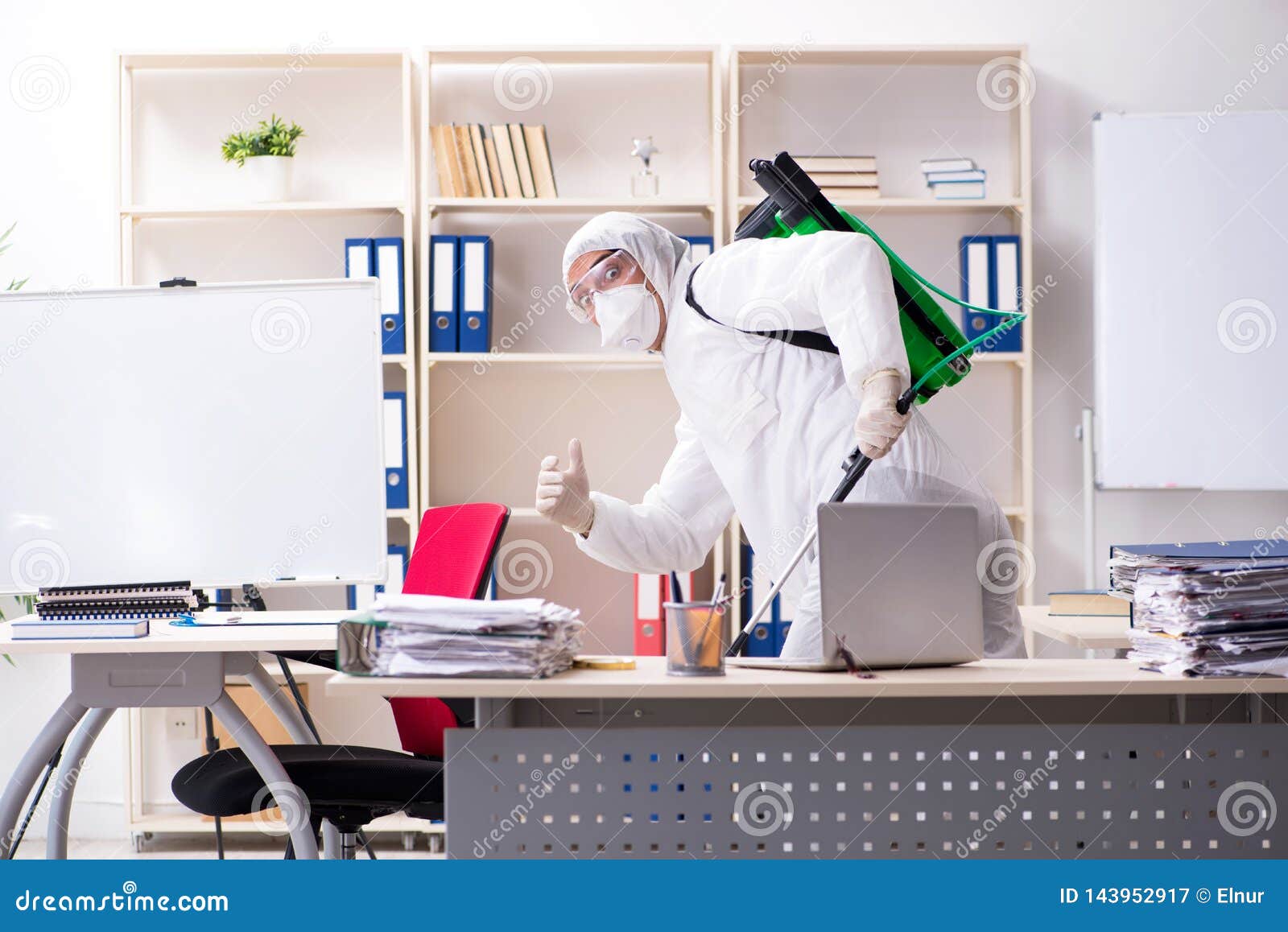 The Professional Contractor Doing Pest Control at Office Stock Image ...