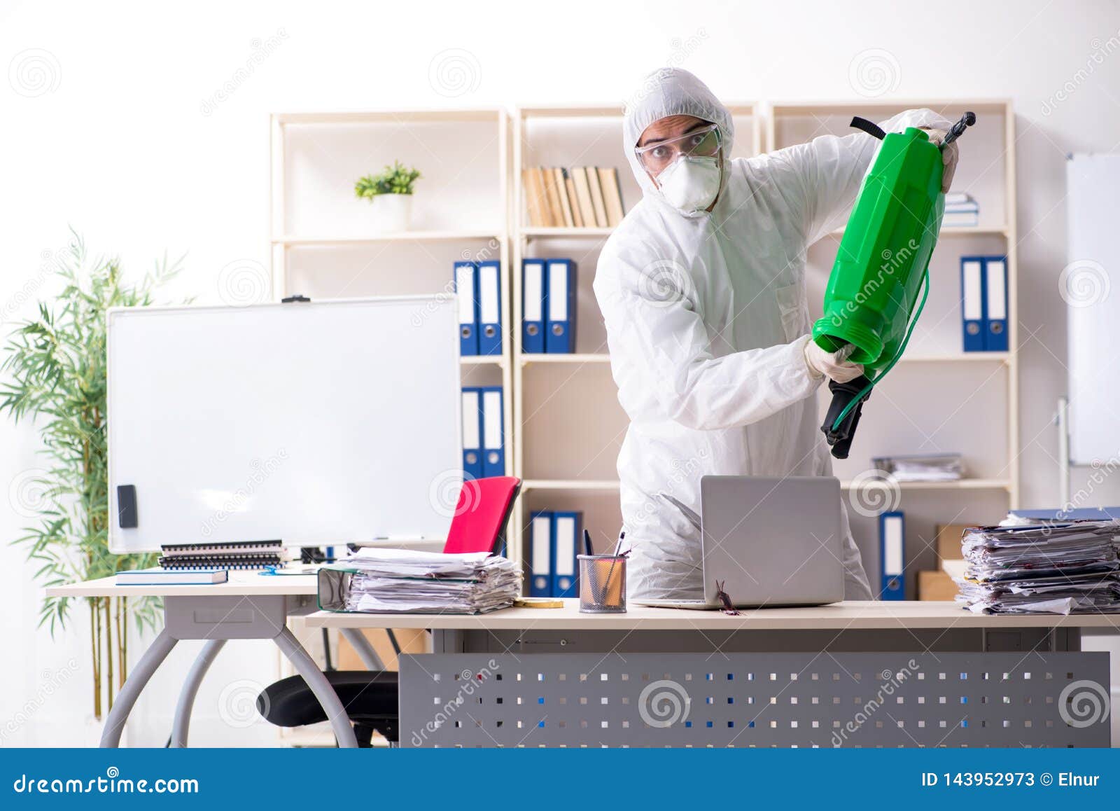 The Professional Contractor Doing Pest Control at Office Stock Image ...