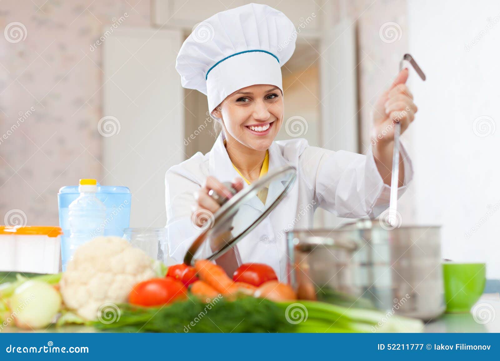 Professional Cook Works in the Kitchen Stock Image - Image of ...