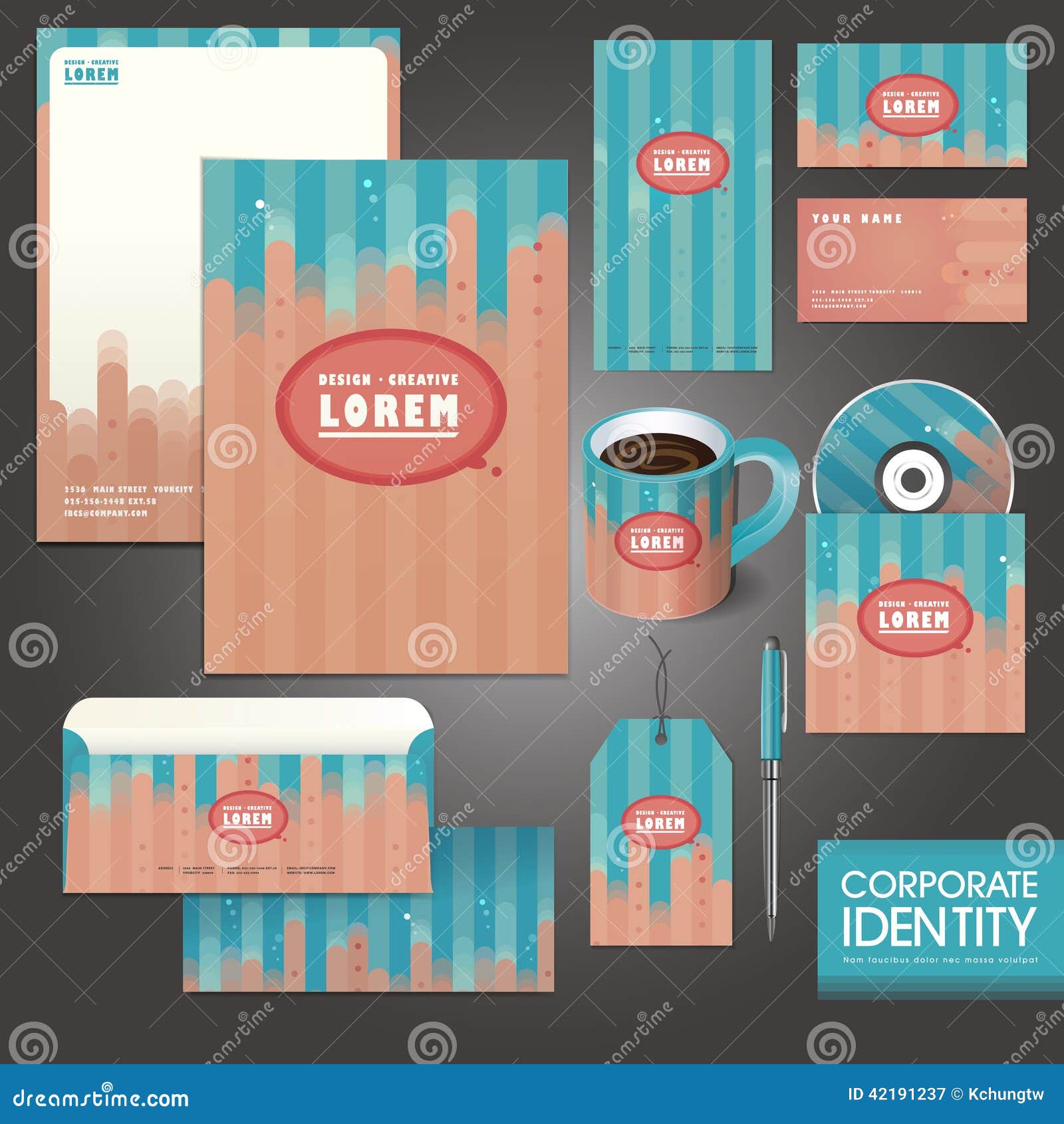 Professional Corporate Identity Template with Pink Line Stock Vector ...