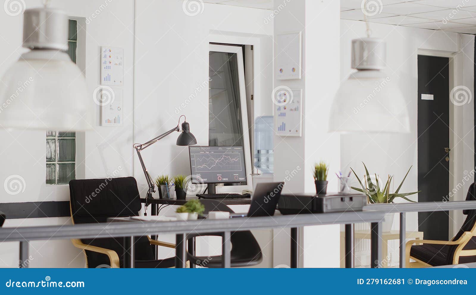 Professional Corporation Workstations with Multiple Desks Stock Image ...