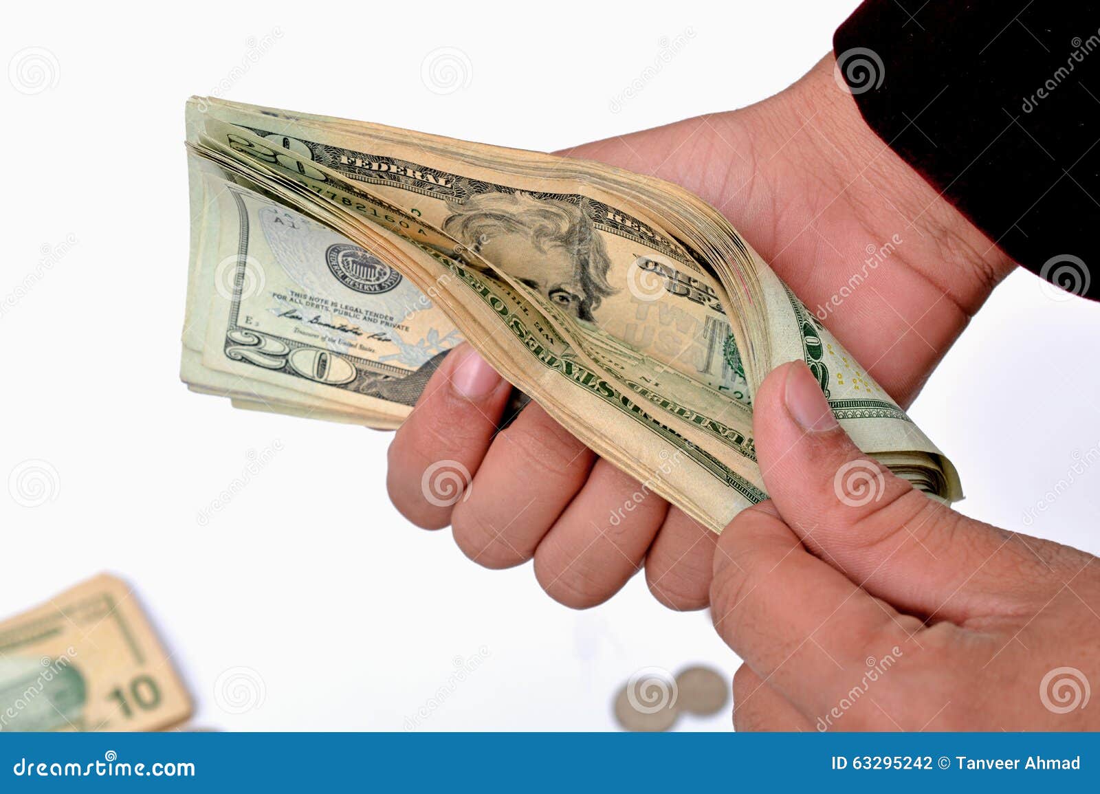 Professional Counting the Currency Notes Dollars in Hand Stock Photo ...