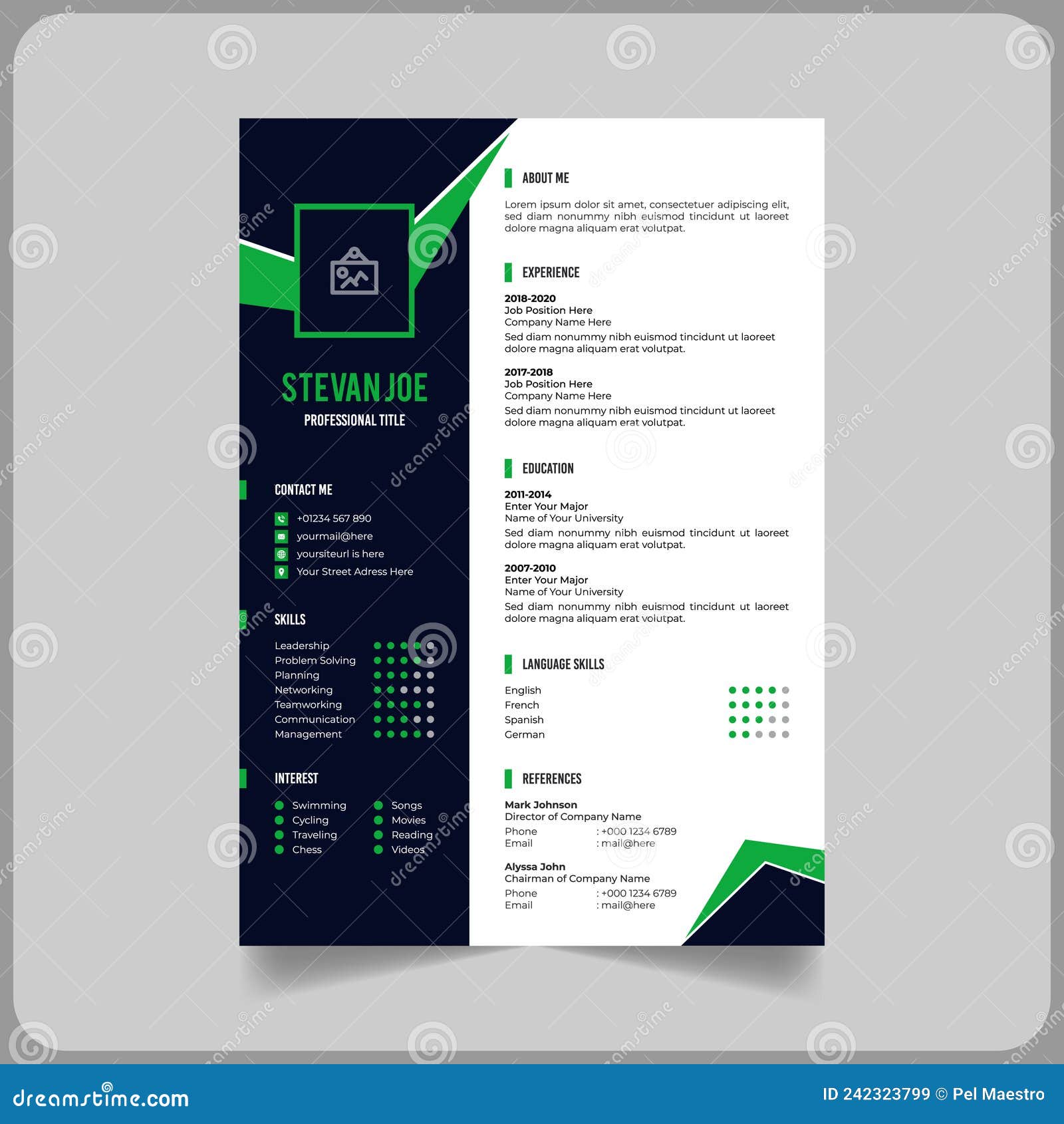 Professional Creative Cv or Resume Template in Eps Stock Illustration ...