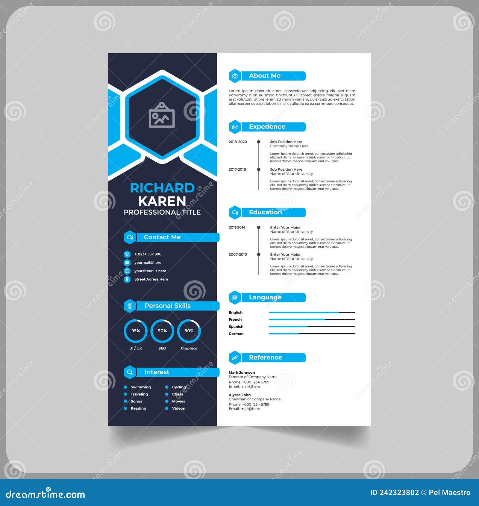 Professional Creative Cv or Resume Template in Eps Stock Illustration ...