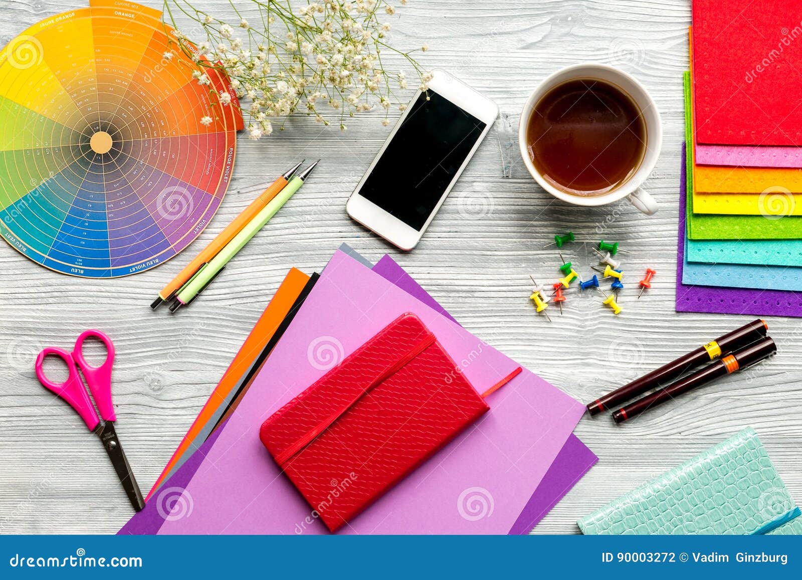 Professional Creative Graphic Designer Desk on Wooden Background Top ...