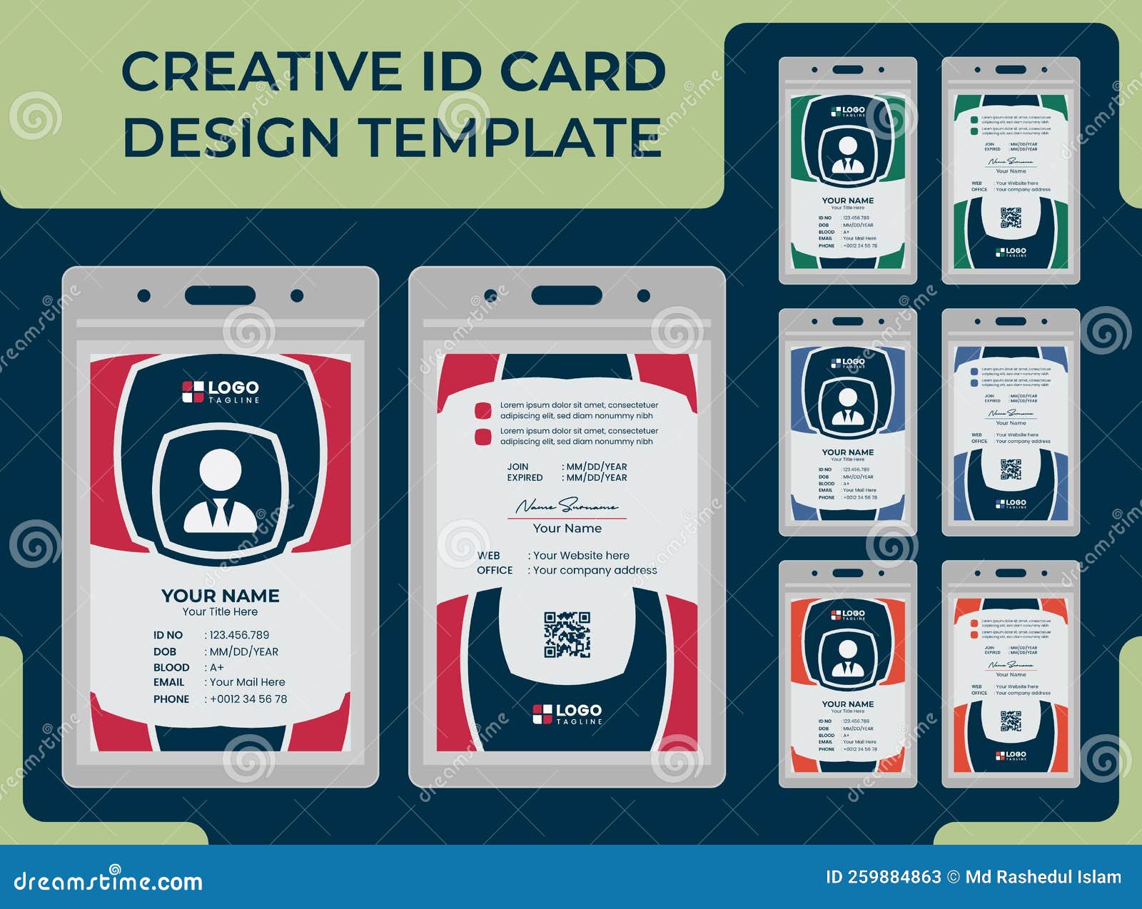Professional Creative Modern Unique Id Card Design Template Stock ...