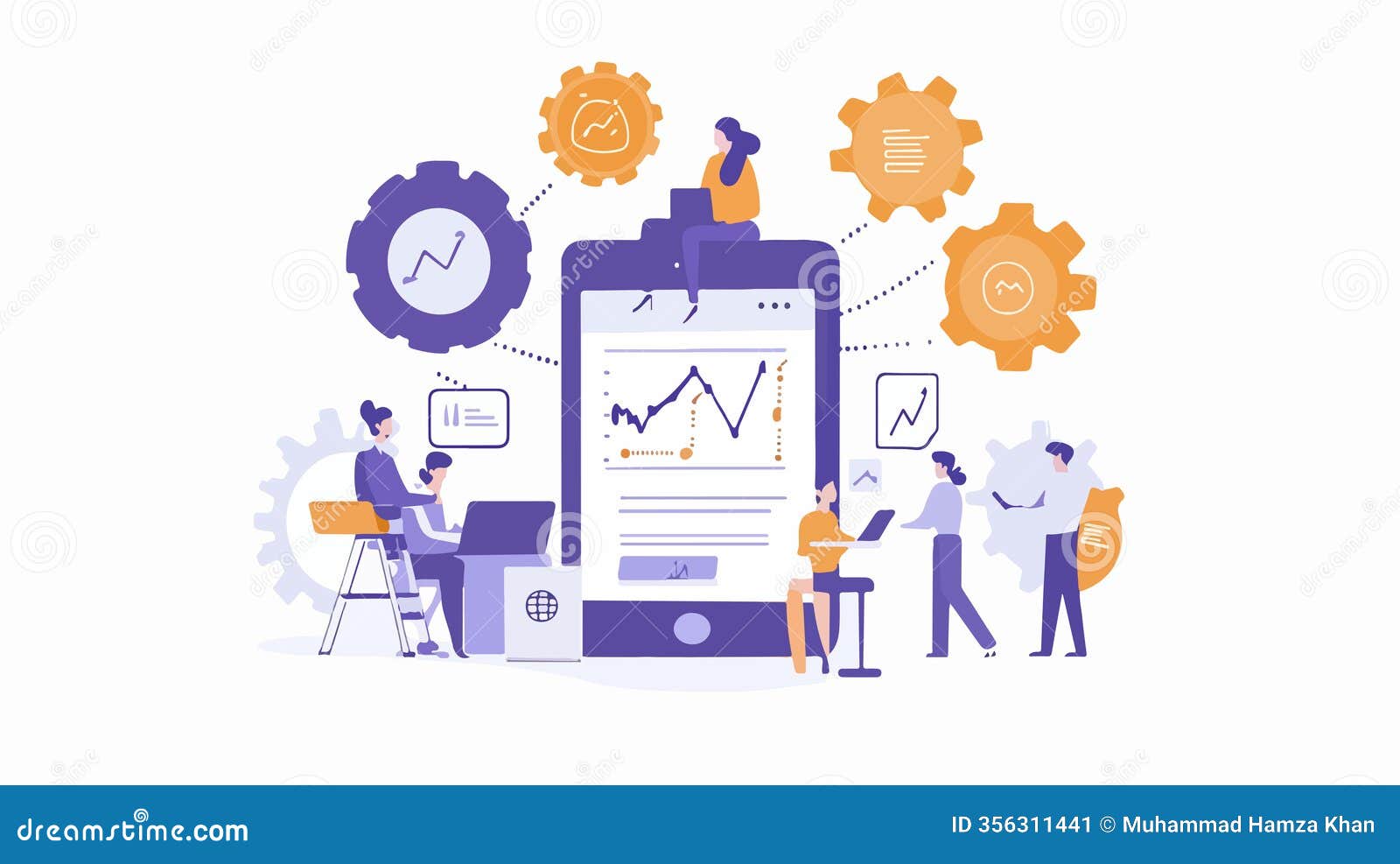 Professional CRM User Management Concept with Gears and Symbols Stock ...