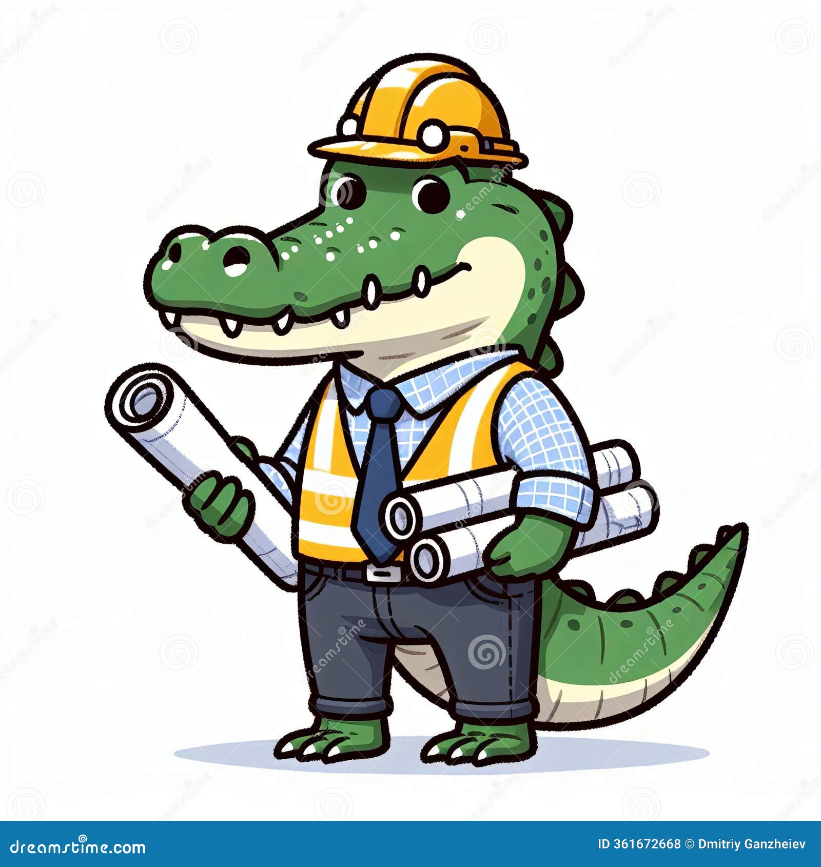 Professional Crocodile Architect in Hard Hat Stock Illustration ...
