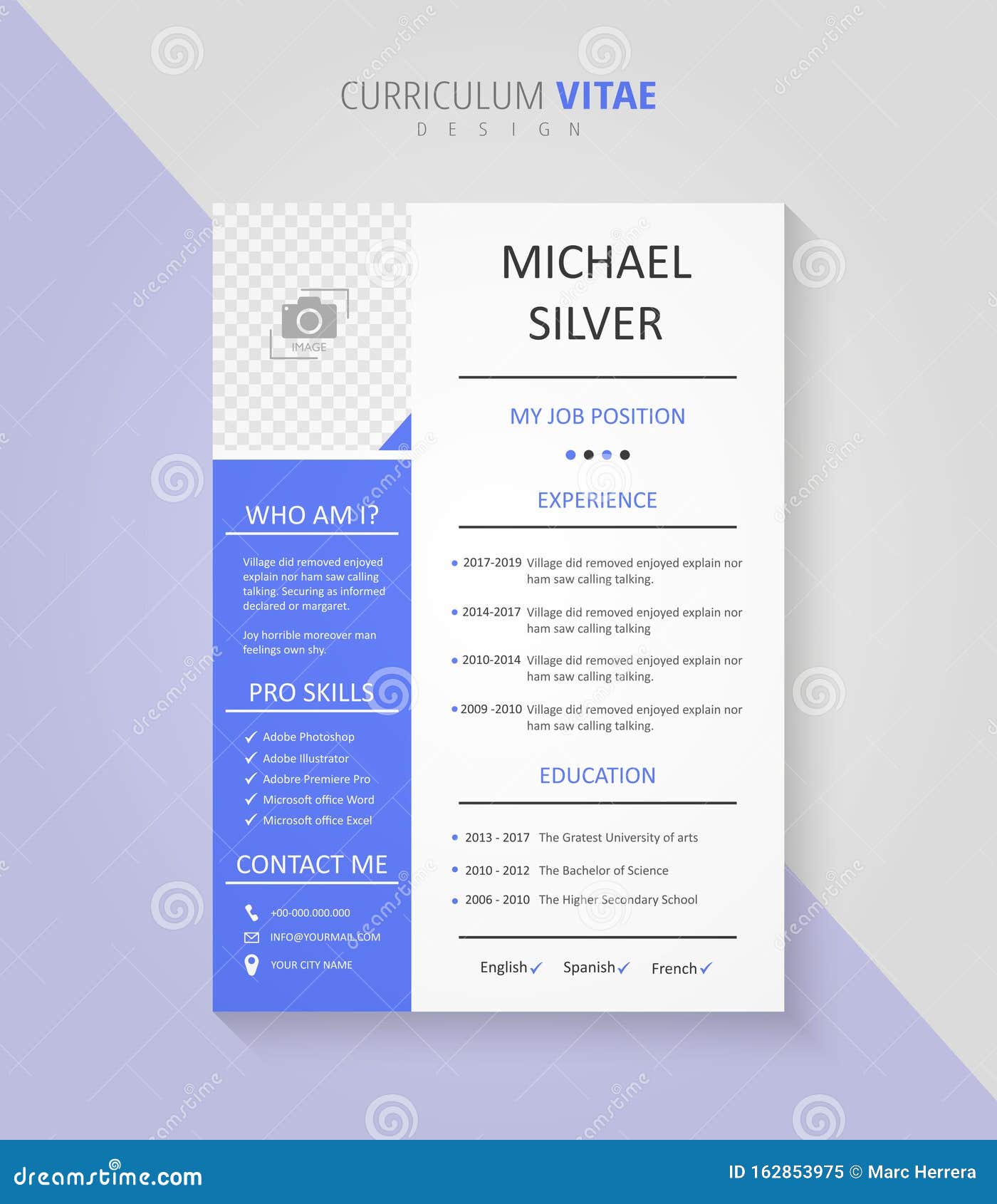 Professional Curriculum Vitae Document Design Stock Vector ...