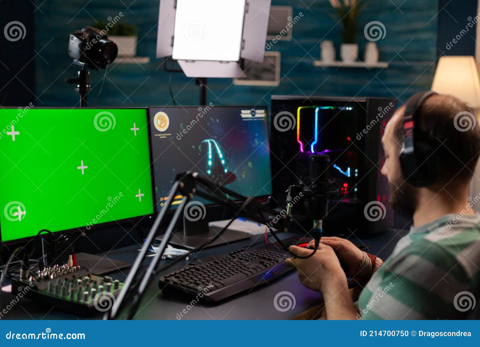 Professional Cyber Streamer Playing Digital Videogames Stock Photo ...