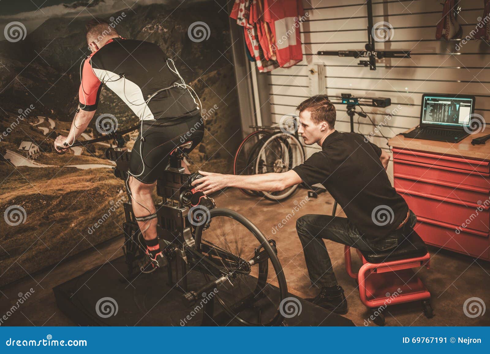 Professional Cyclist Being Tested on Body Geometry Simulator in Fit ...
