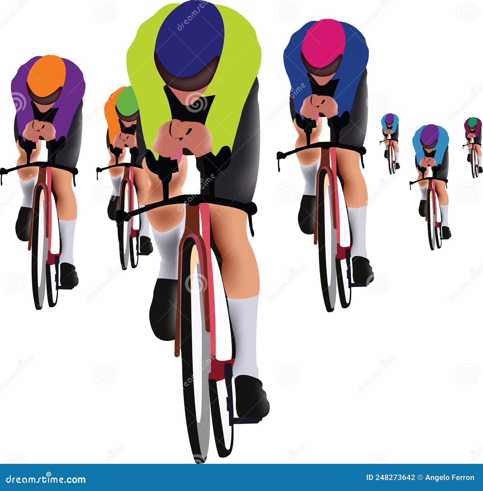 Professional Cyclists in the Final Sprint Group- Stock Vector ...
