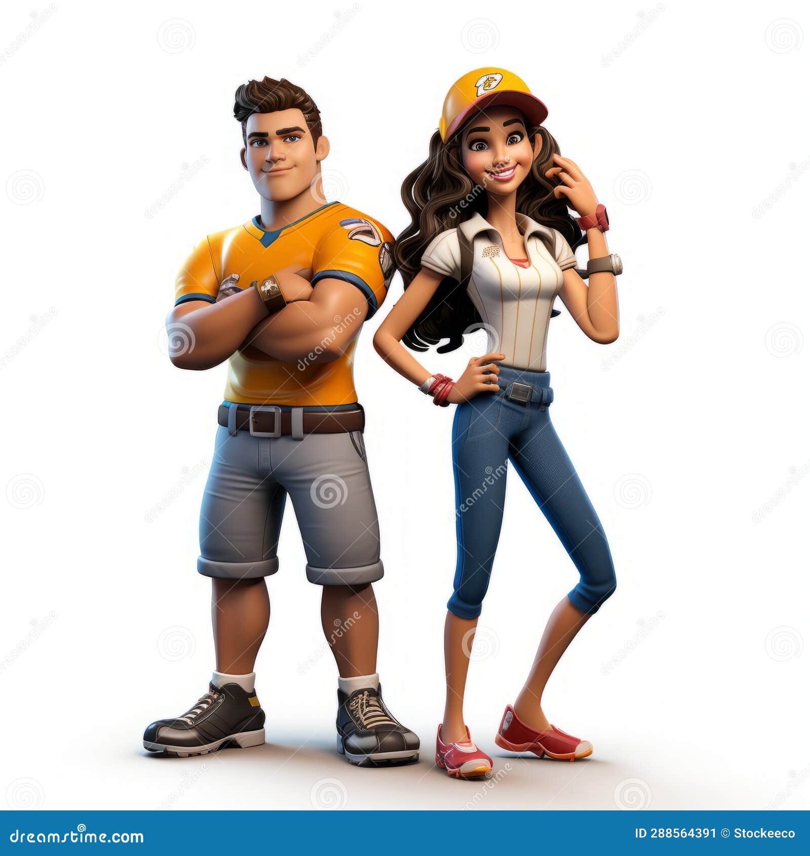 Professional 3d Cartoon Image of Student-athletes with White Background ...