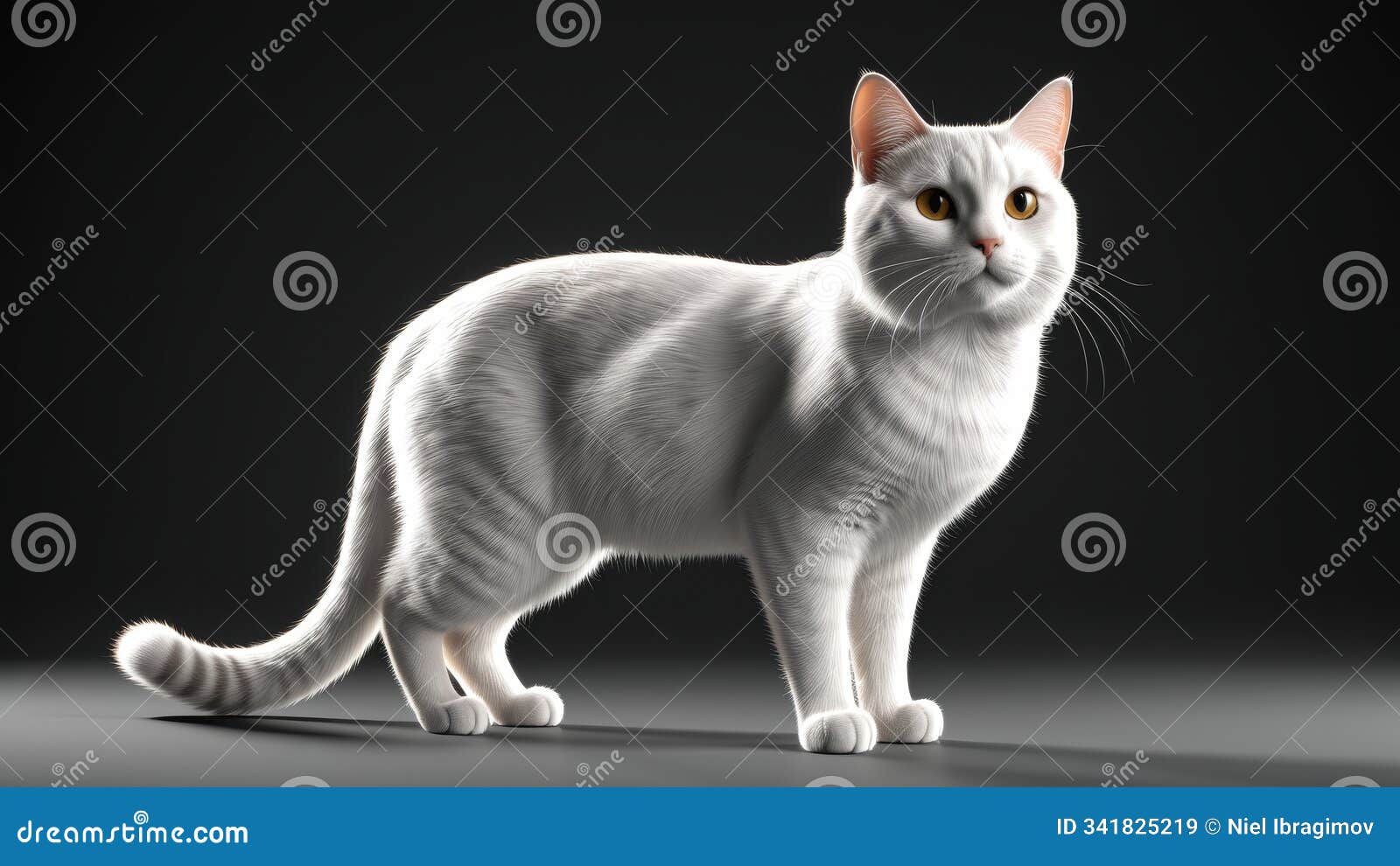 Professional 3D Model of a Cat with Dramatic Lighting and Detailed ...