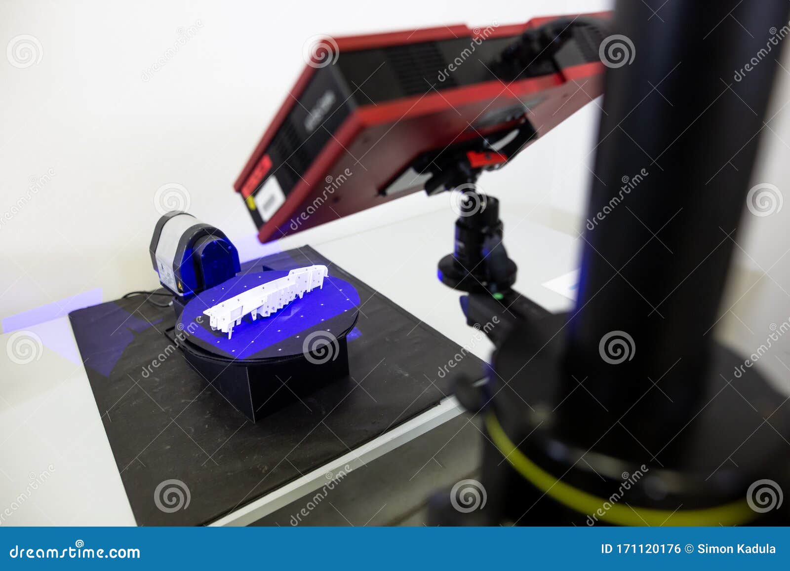 Professional 3D Scanner Scanning An Industrial Object, Plastic Molding ...