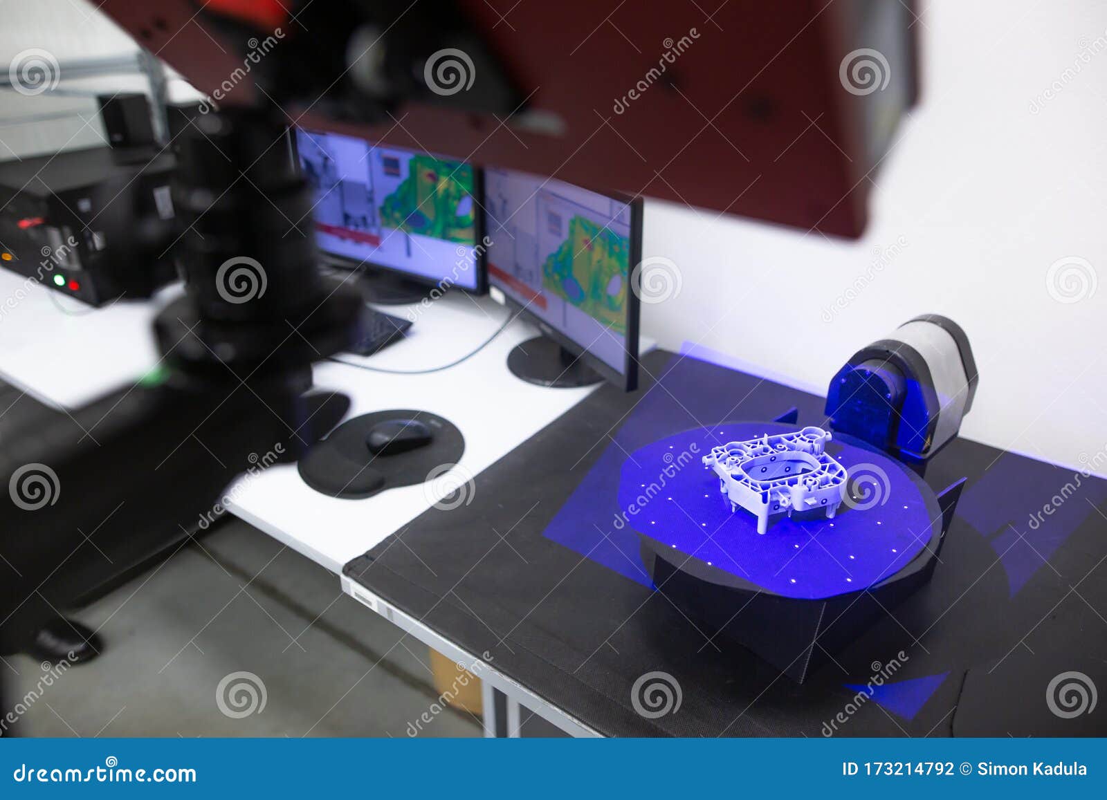 Professional 3D Scanner Scanning an Industrial Object Plastic Molding ...