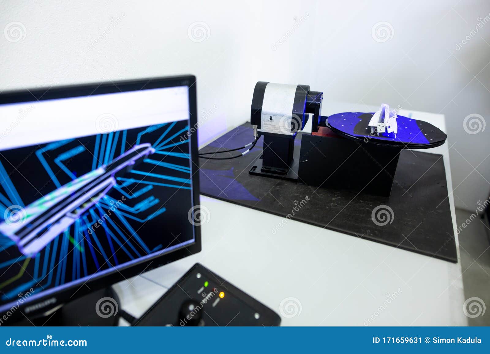 Professional 3D Scanner Scanning an Industrial Object, Plastic Molding ...