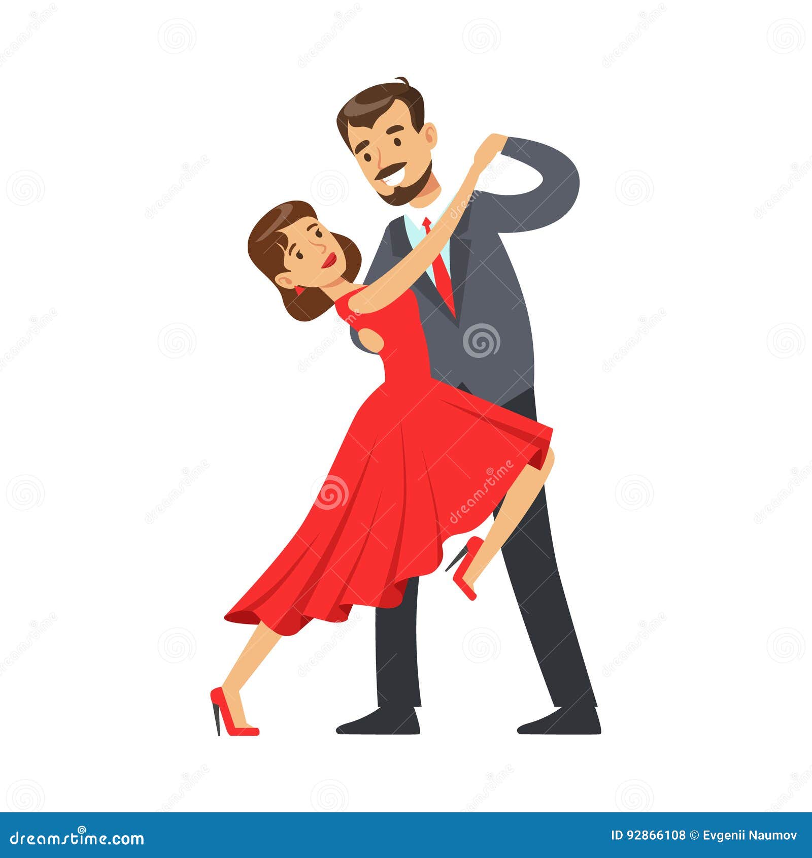 Professional Dancer Couple Dancing Tango Colorful Character Vector ...