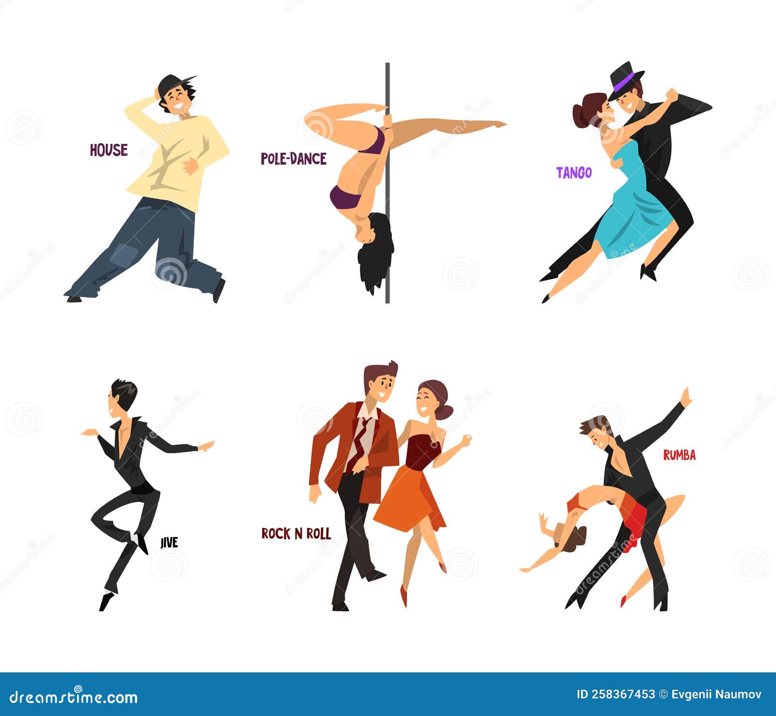 Professional Dancer People Dancing Performing on Stage Vector Set Stock ...