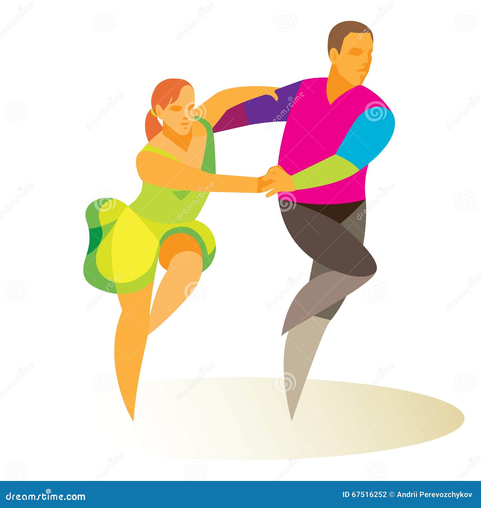 Professional Dancers Energetically Dancing Jive Stock Vector ...