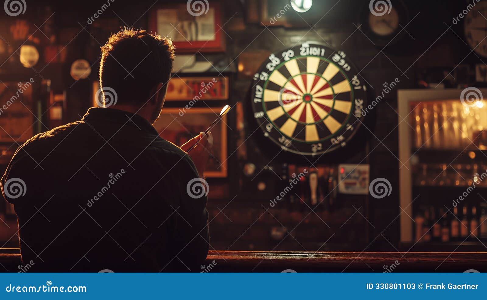 Professional Darts Player is Concentrating while Aiming at the ...