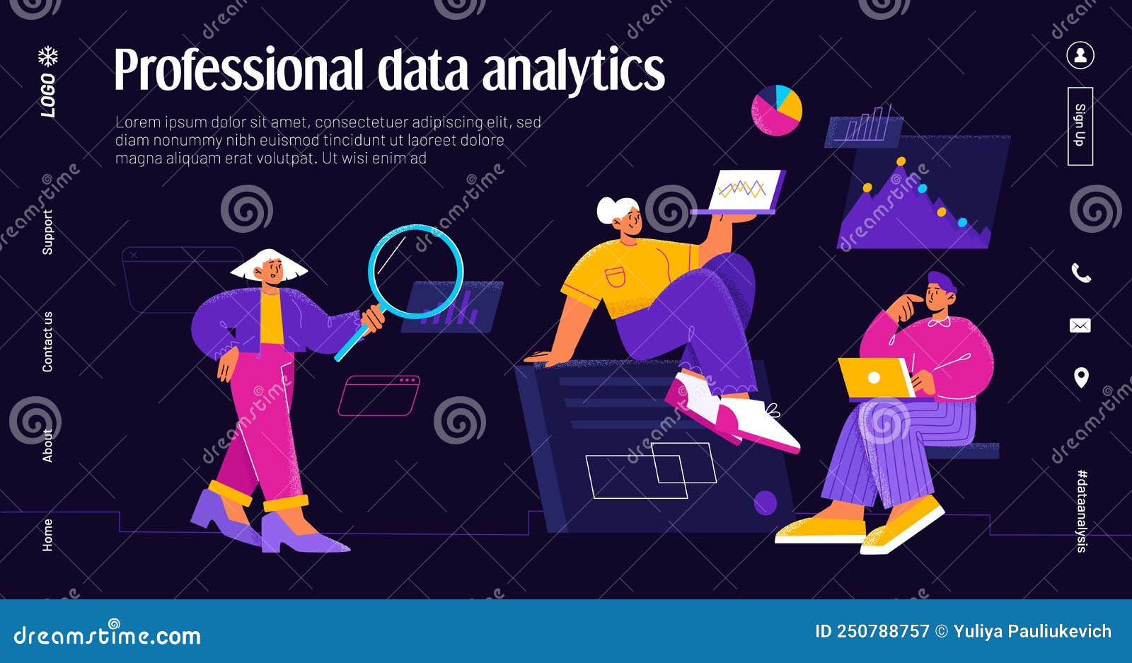 Professional Data Analytics Banner Stock Vector - Illustration of ...