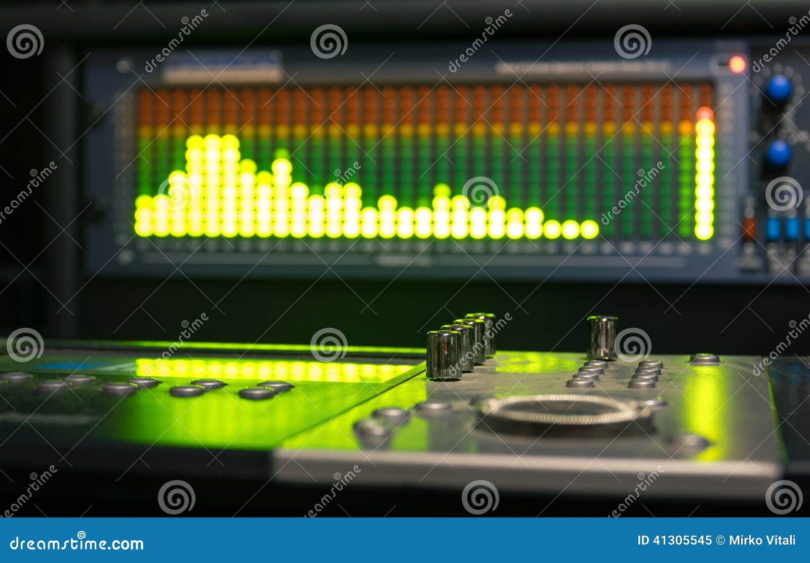 Professional Deejay Equipment with Spectrum Analyzer Stock Image ...