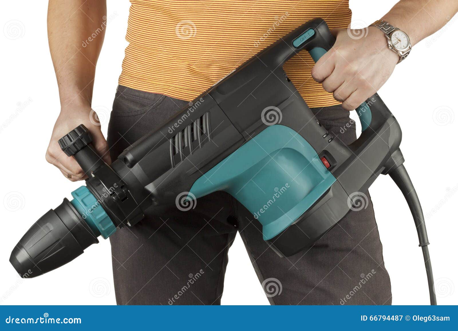 Professional Demolition Hammer Stock Image - Image of white, isolated ...