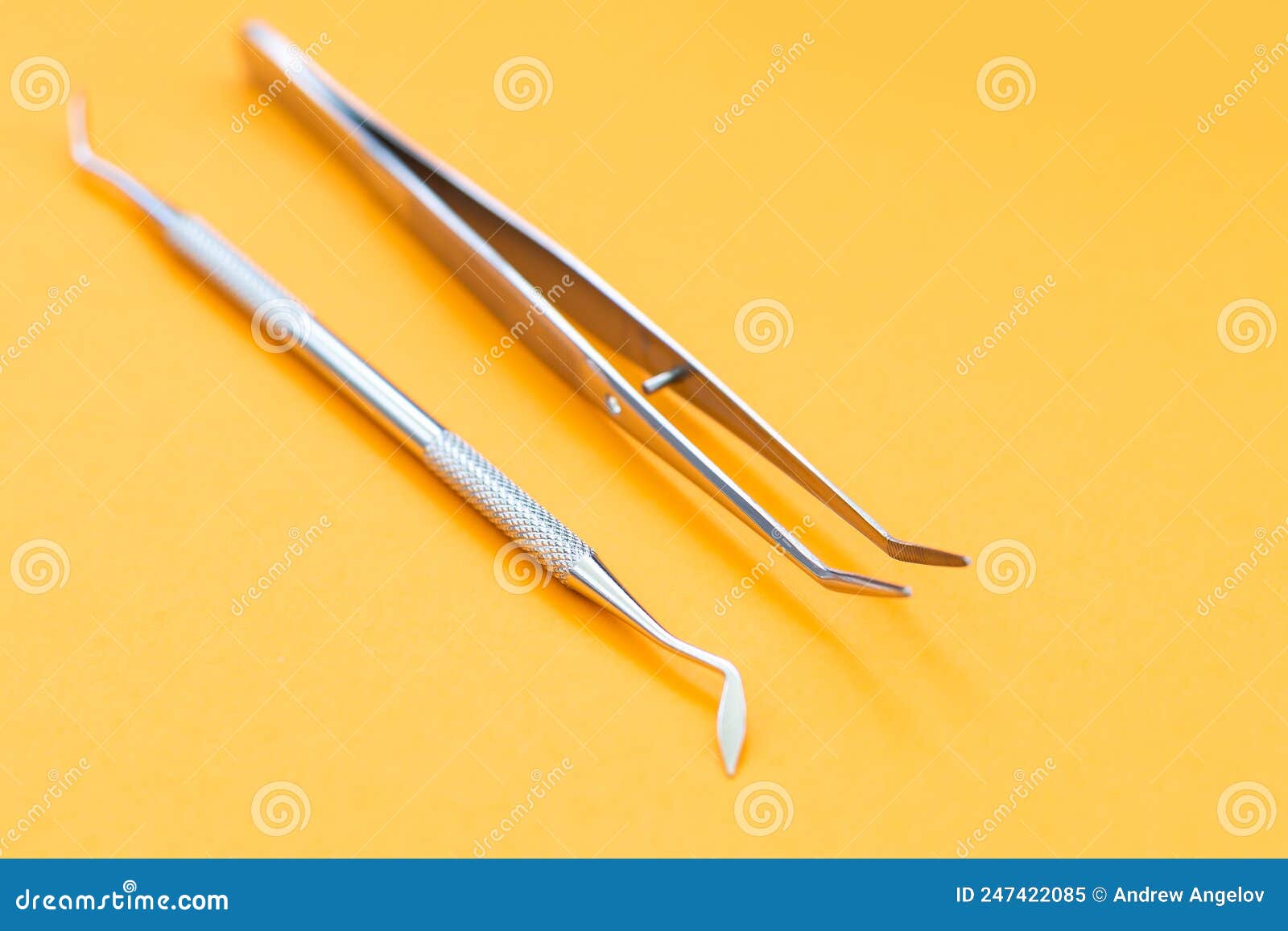 Professional Dentist Tools in Dental Office: Dentist Mirror, Forceps ...