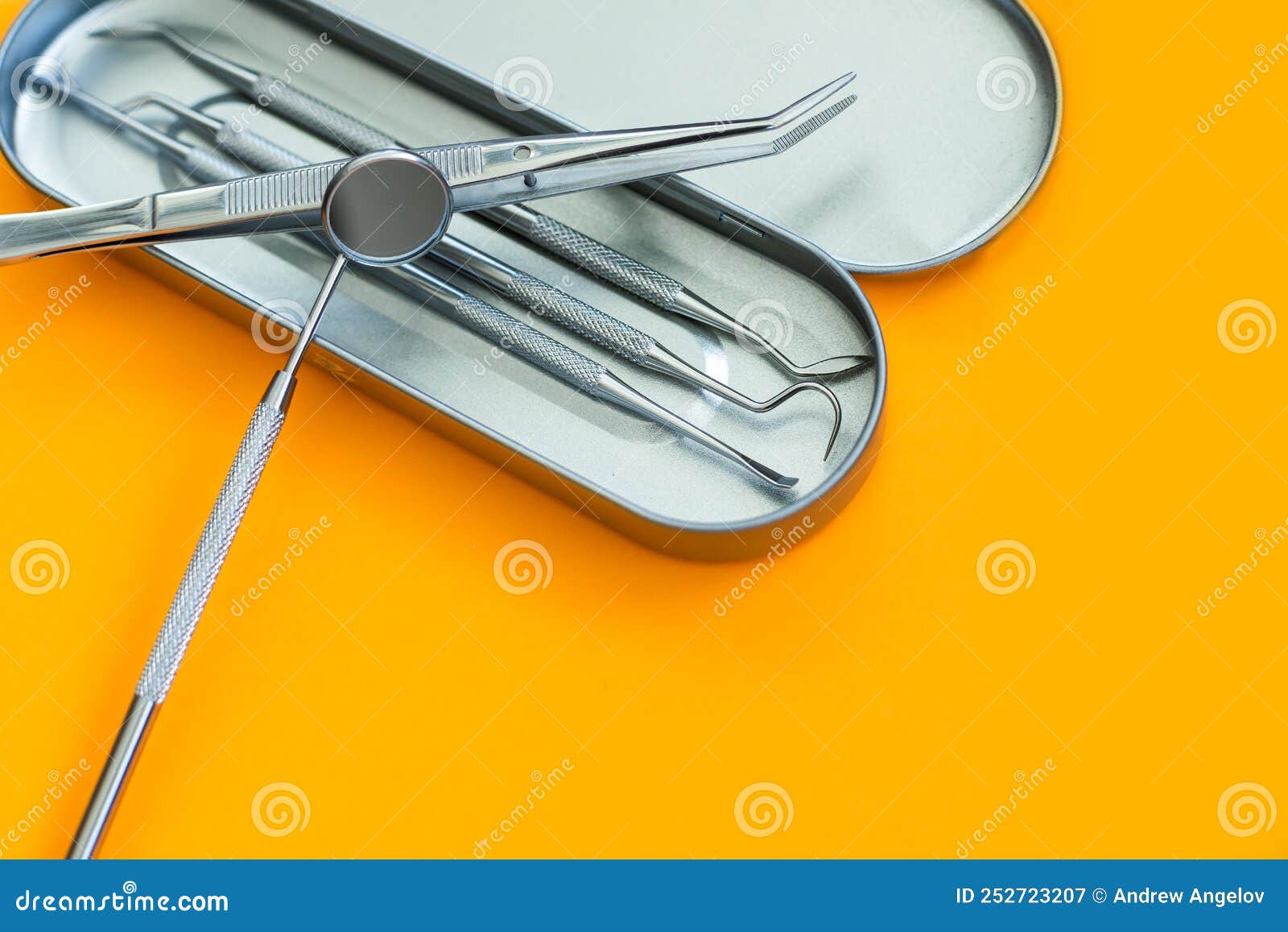 Professional Dentist Tools in Dental Office: Dentist Mirror, Forceps ...