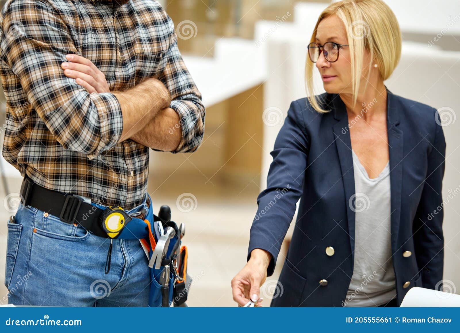 Professional Designer Architect Give Directions To Engineers Stock ...