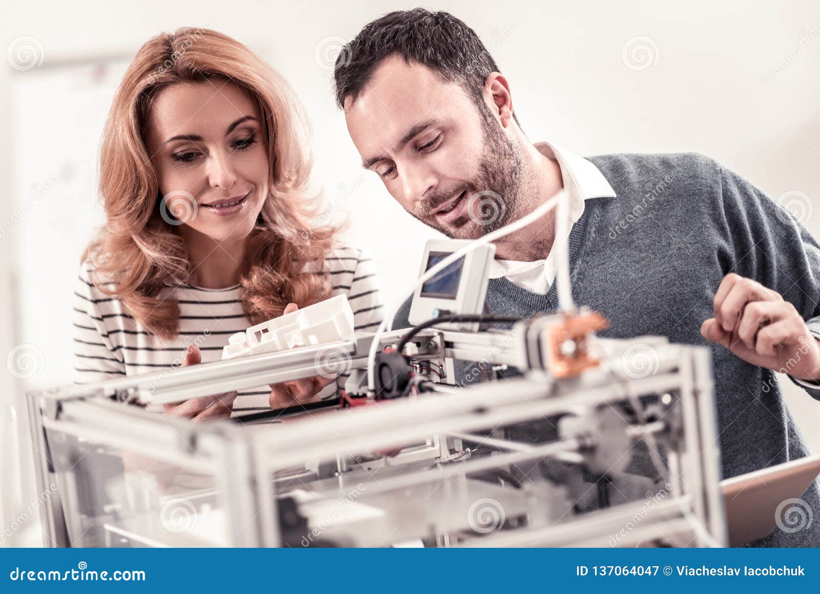 Professional Designers Watching at White Plastic Layout Stock Image ...