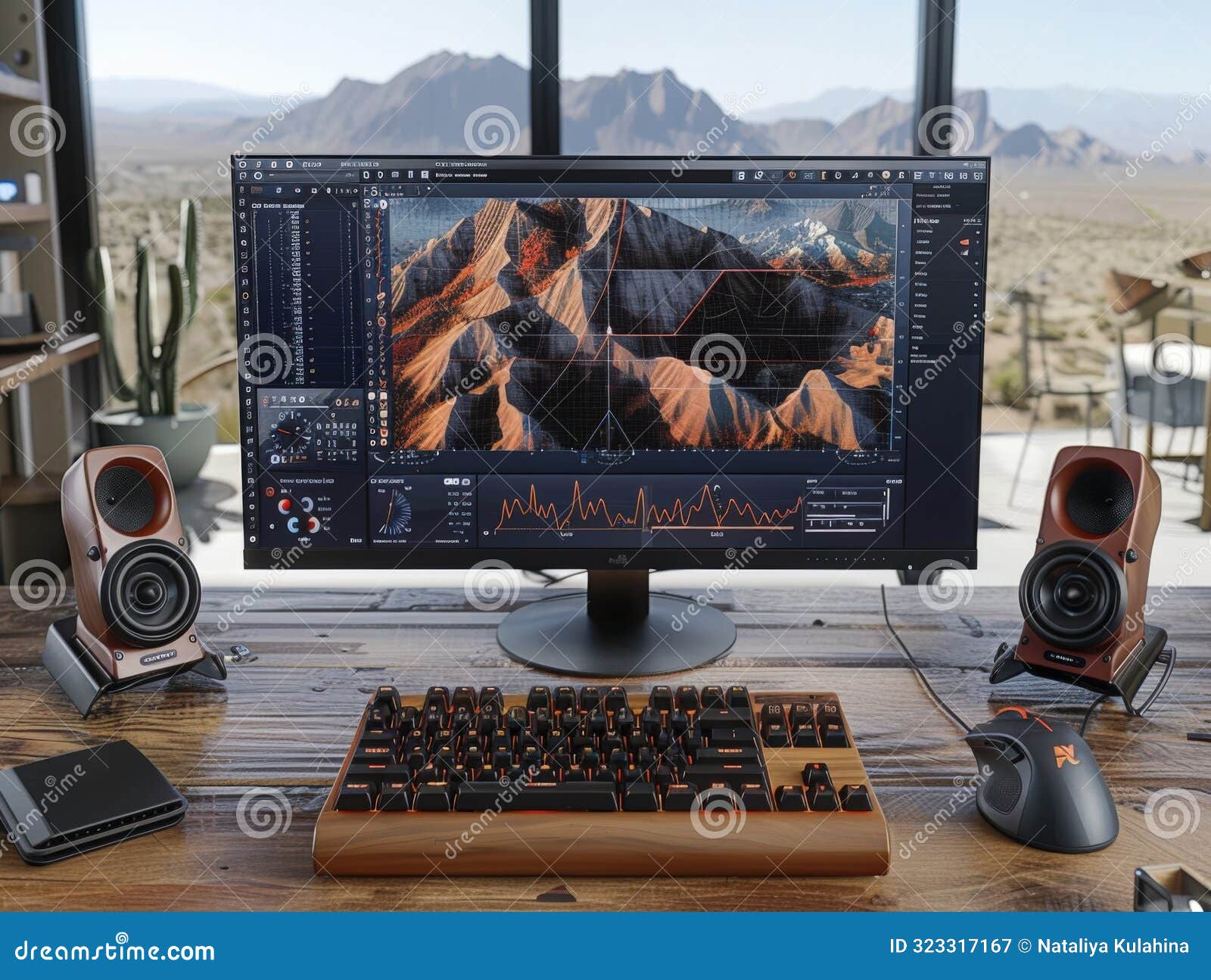 Professional Desktop Setup Featuring Advanced Editing Software and Dual ...