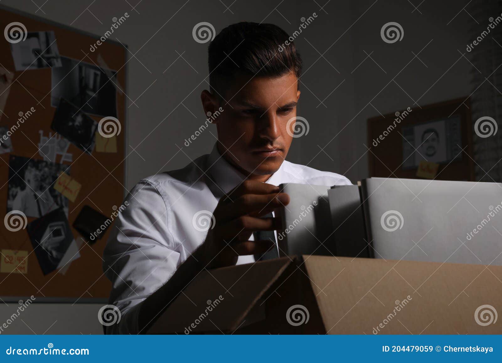 Professional Detective Doing Paperwork in His Office Stock Image ...