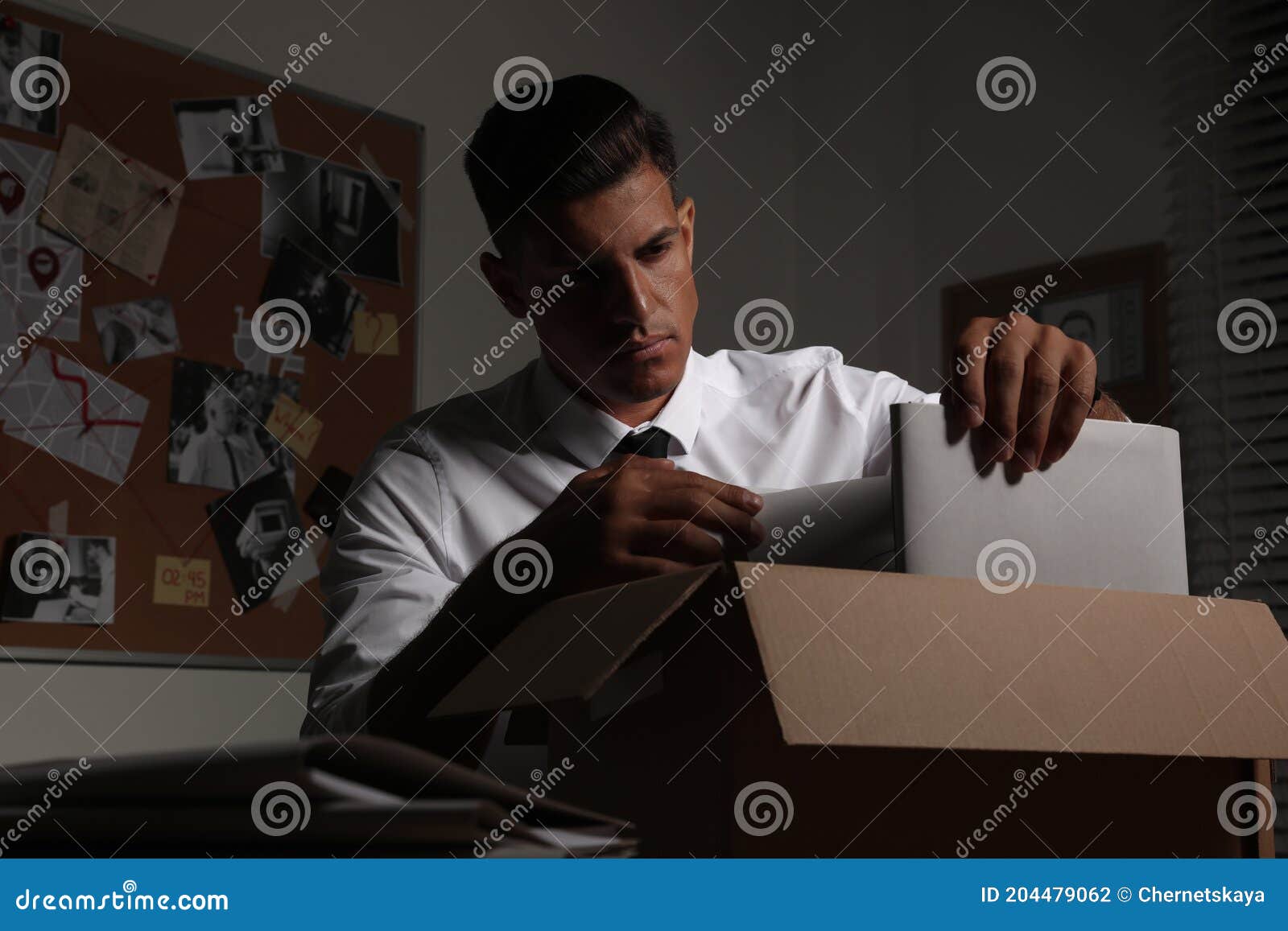 Professional Detective Doing Paperwork in His Office Stock Photo ...