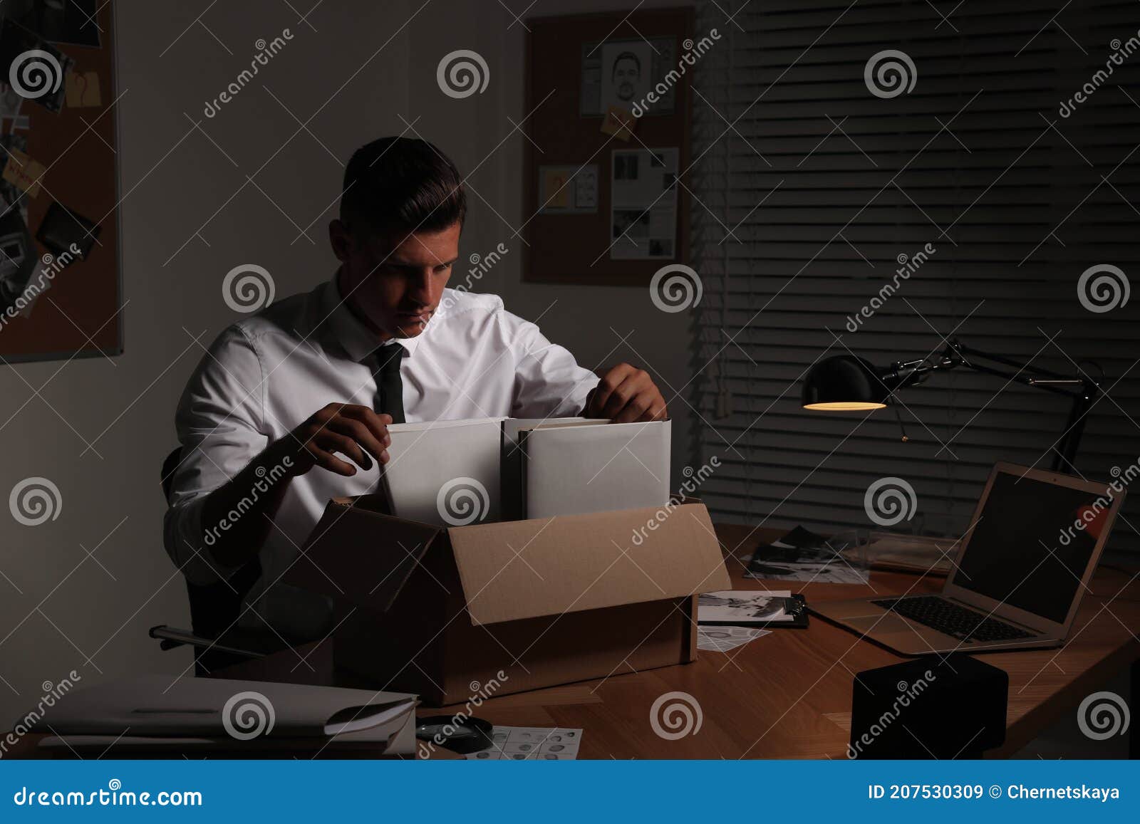 Professional Detective Doing Paperwork in His Office Stock Image ...