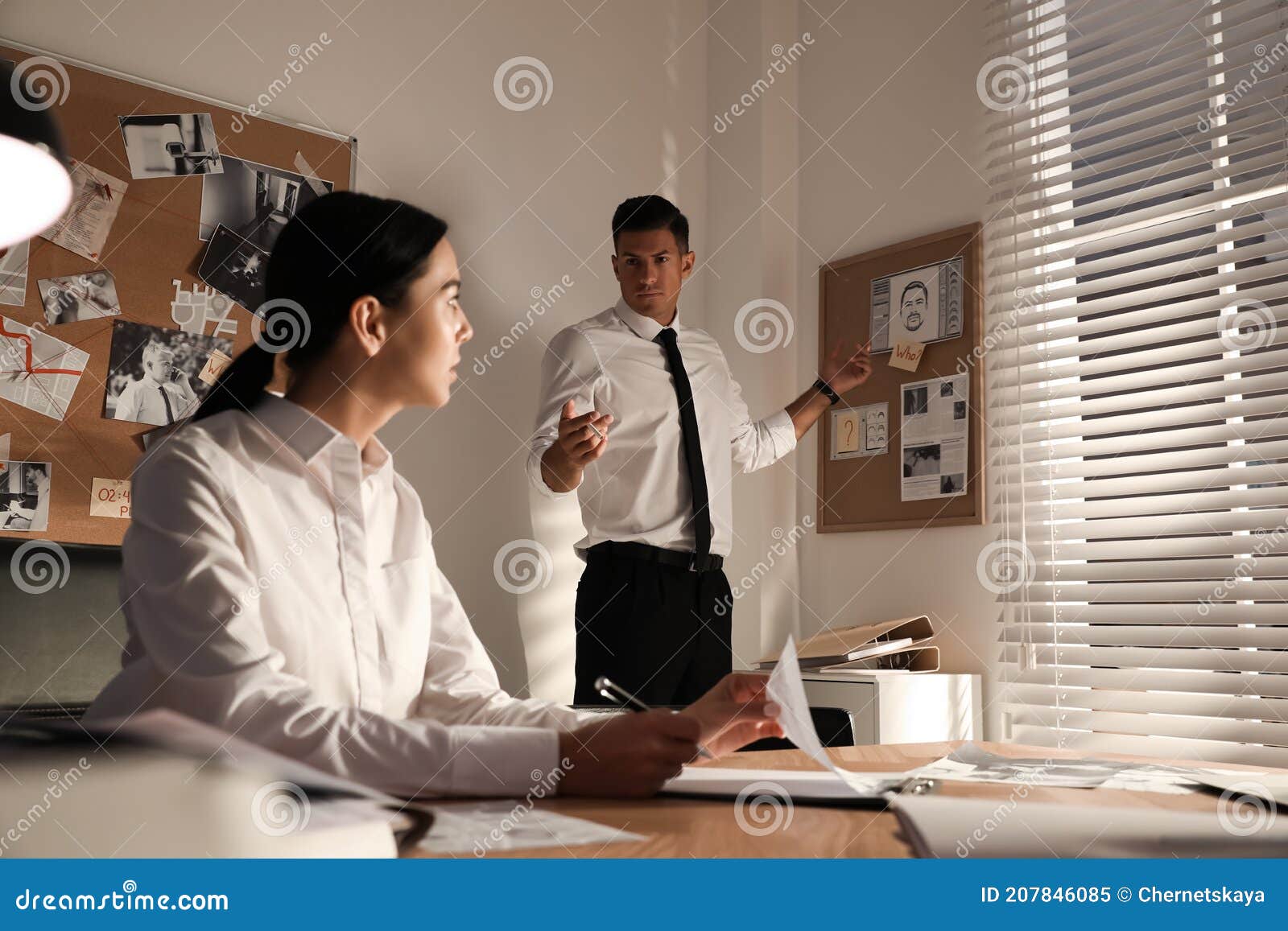 Professional Detectives Working on Case in Office Stock Image - Image ...