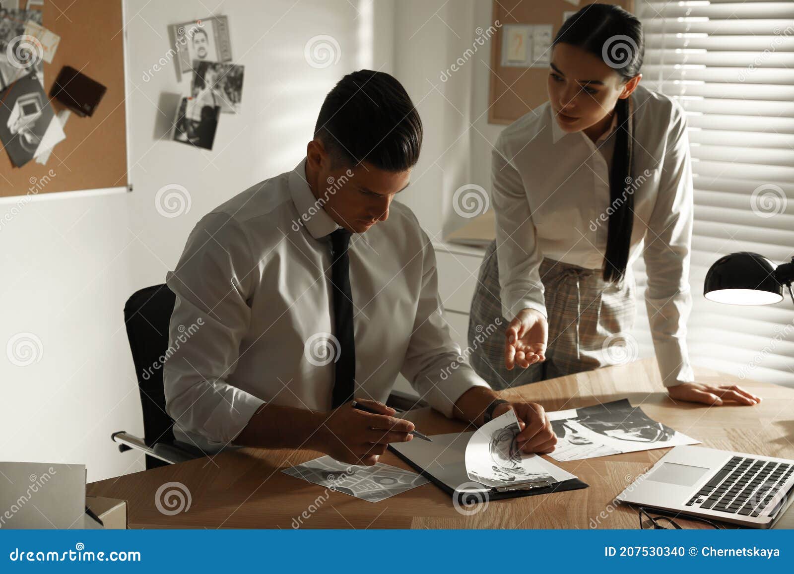 Professional Detectives Working at Desk in Office Stock Photo - Image ...