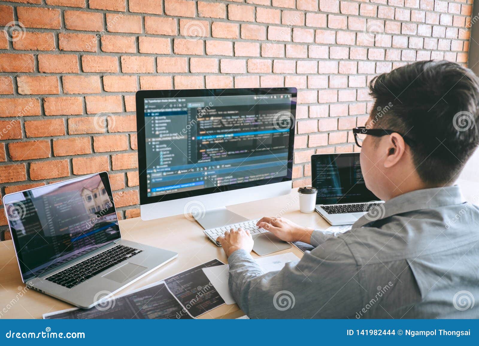 Professional Developer Programmer Working a Software Website Design and Coding Technology ...