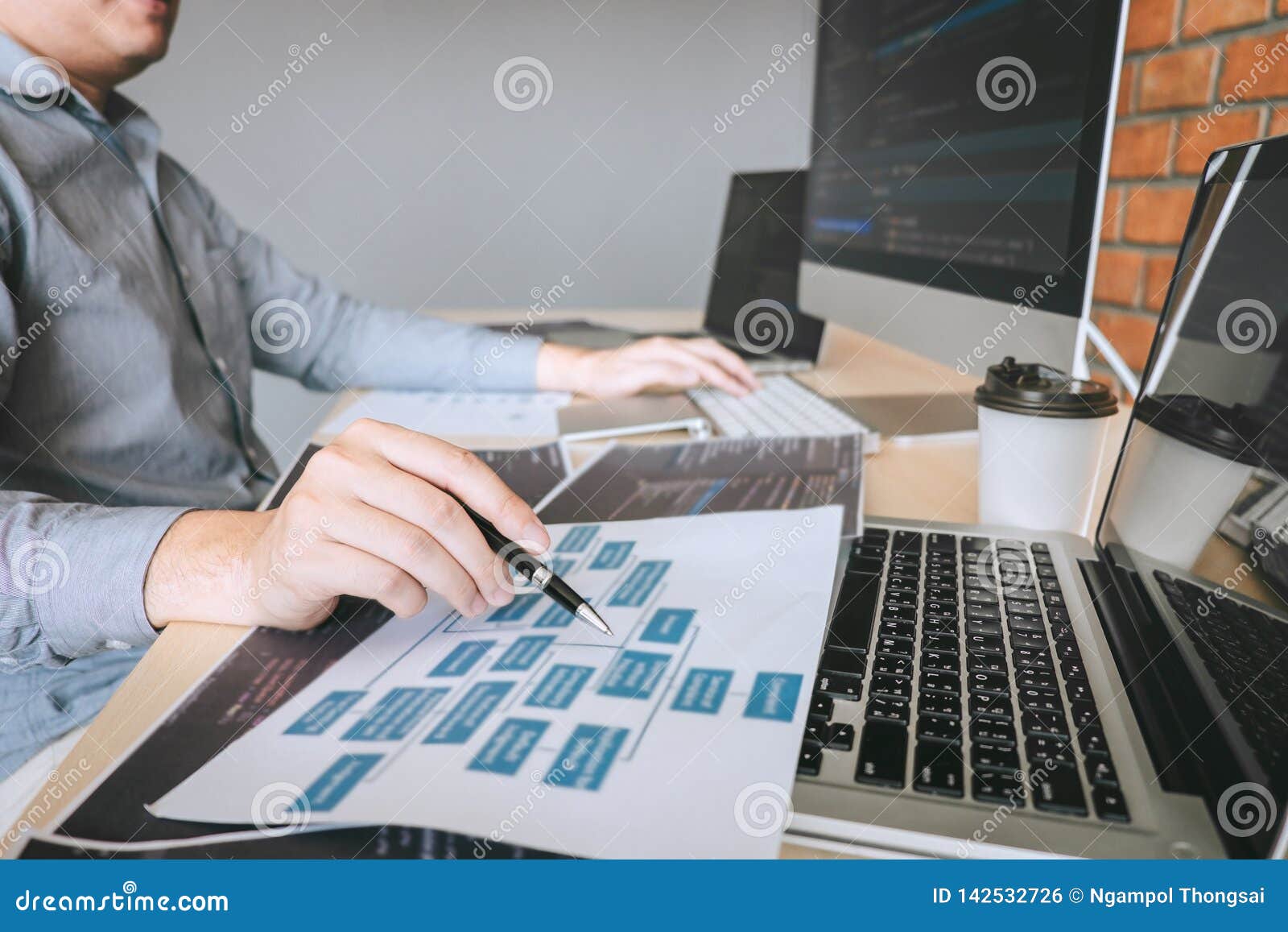 Professional Developer Programmer Working a Software Website Design and Coding Technology ...