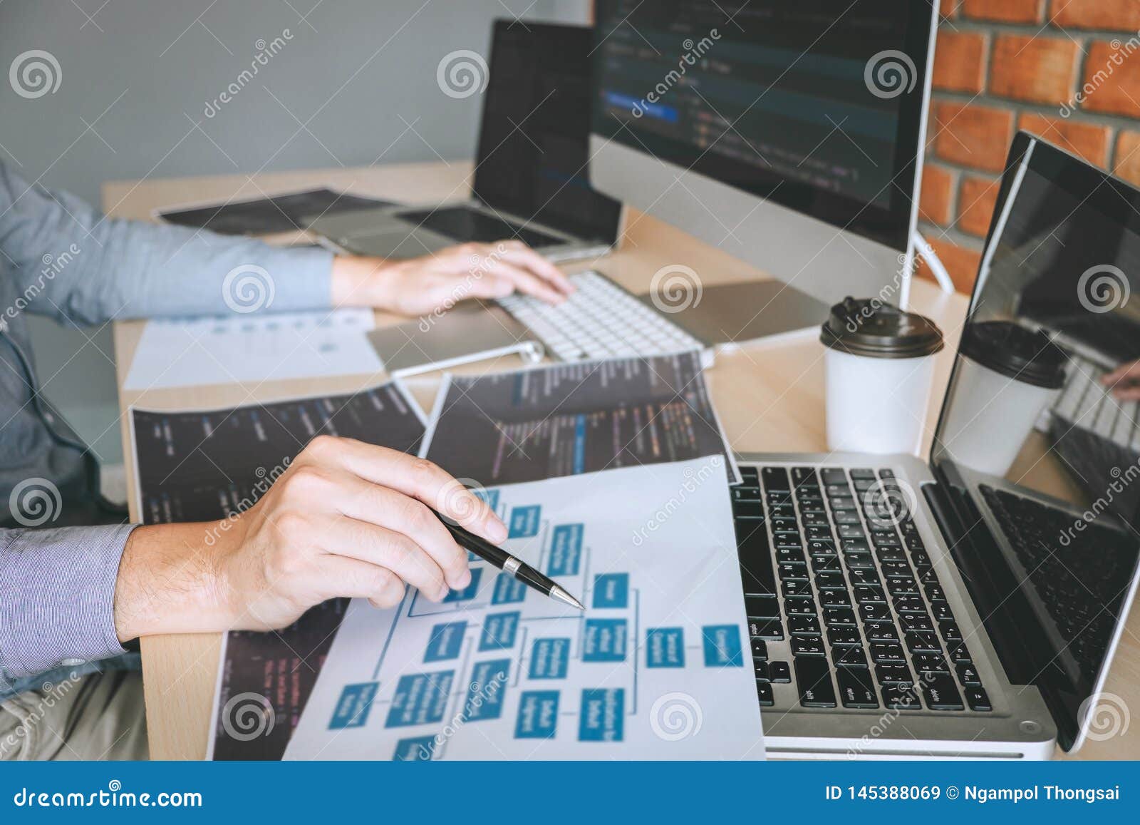 Professional Developer Programmer Working a Software Website Design and Coding Technology ...