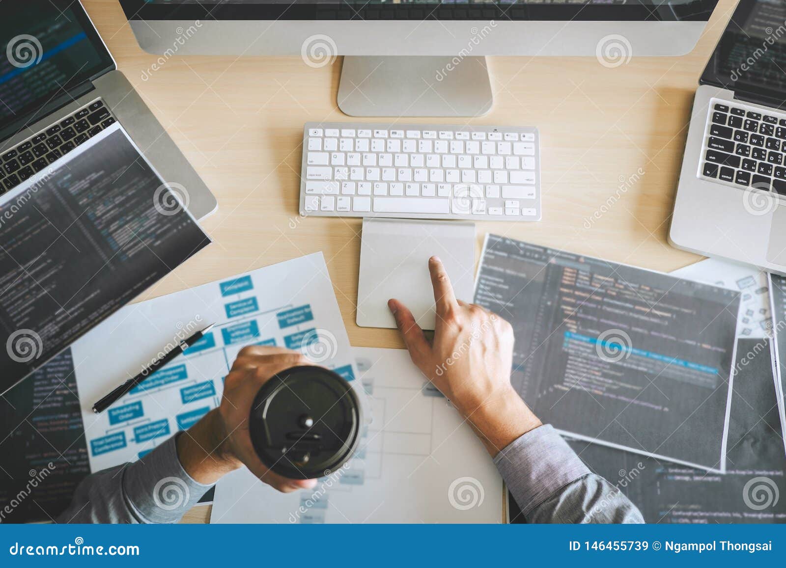 Professional Developer Programmer Working a Software Website Design and Coding Technology ...