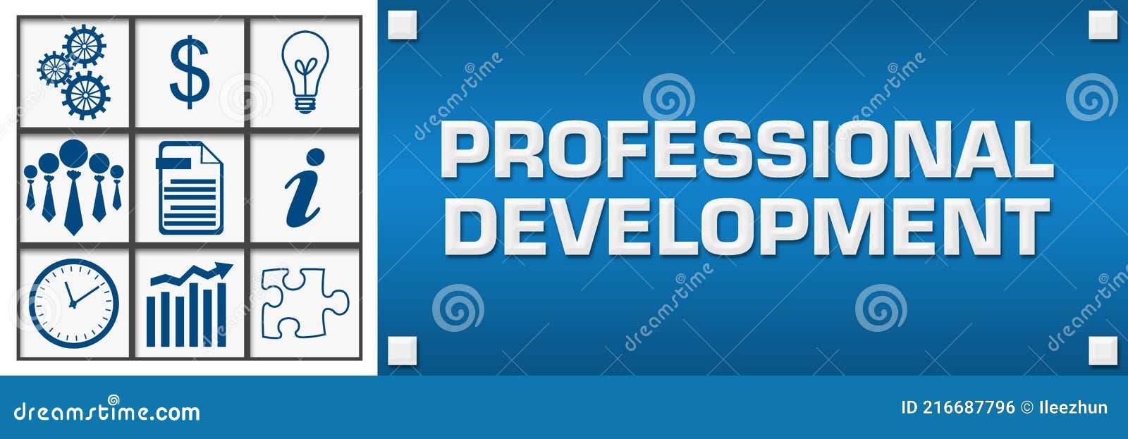Professional Development Business Symbols Grid Left Stock Illustration ...