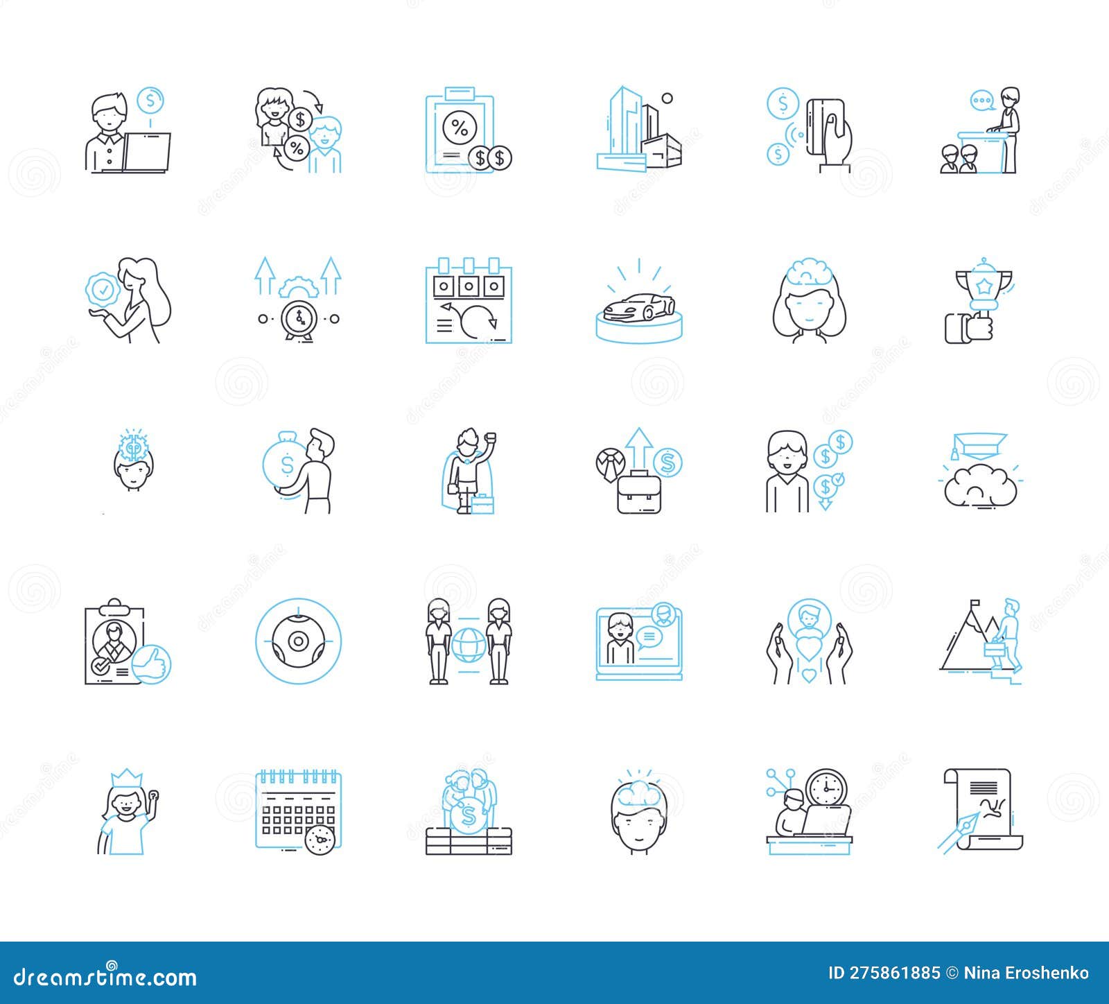 Professional Development Linear Icons Set. Growth, Learning ...