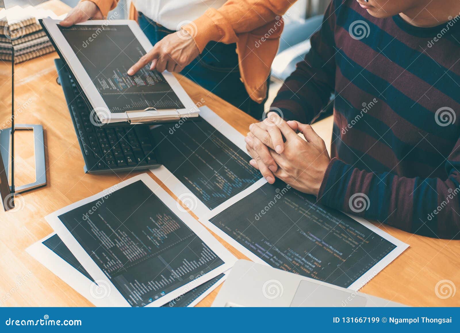 Professional Development Programmer Cooperating Meeting and Brainstorming and Programming ...