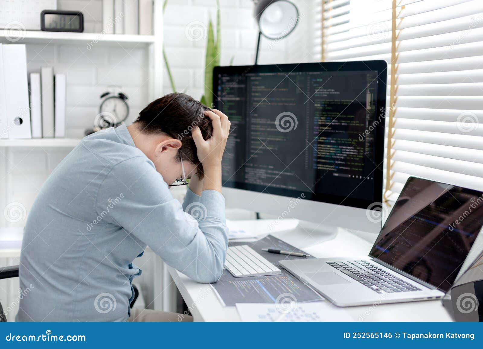 Professional Development Programmers are Stress Over Failed Jobs Stock ...